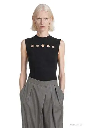 Marni Cut-out Polkadot Tank Top - Black