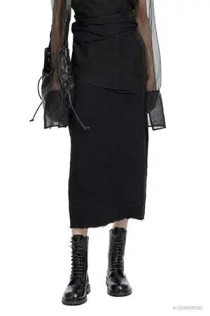 MARC LE BIHAN Textured Stretch Nylon Skirt - Black