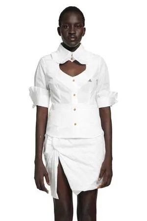 VIVIENNE WESTWOOD Toulouse Frill Short Sleeve Shirt - White