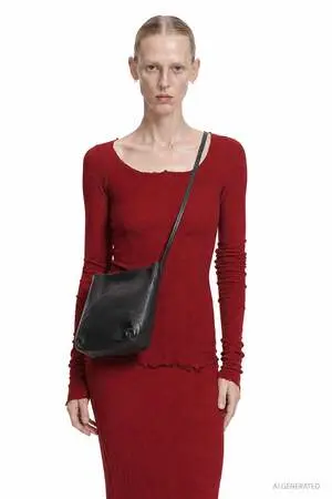 MARC LE BIHAN Stretch Long Sleeve Corset Top - Red
