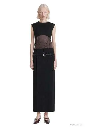 Marni Contrast Wool And Satin Dress