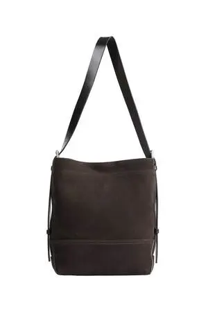 LEMAIRE Small Belted Tote In Alpaca Nubuck - Brown