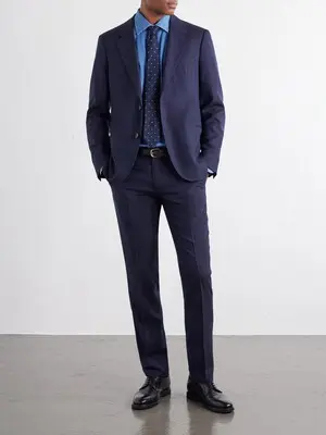 Mr P. Straight-leg Wool, Silk And Linen-blend Trousers