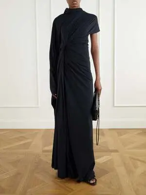 Balenciaga Draped Cotton-jersey Maxi Dress