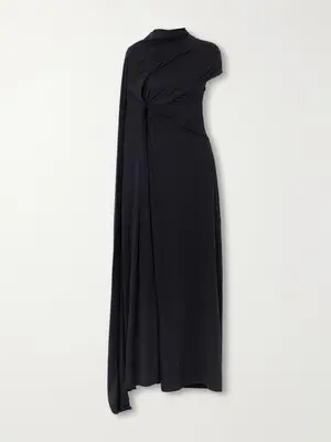 Balenciaga Draped Cotton-jersey Maxi Dress - Black
