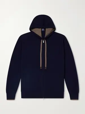 Fedeli Davis Cashmere Zip-up Hoodie - Blue