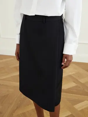 Balenciaga Folded Wool-crepe Midi Skort