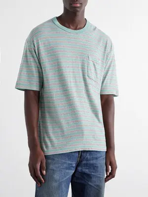 Visvim Jumbo Border Striped Wool And Cotton-blend T-shirt