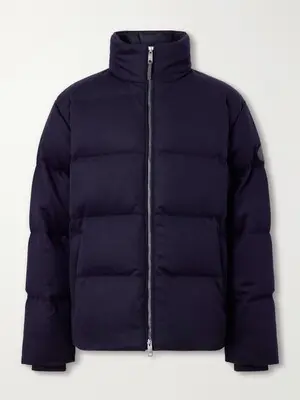 Burberry Logo-appliqué Quilted Cashmere Down Jacket - Blue