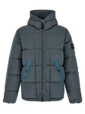 Stone Island Crumpled Effect Down Jacket - Gray