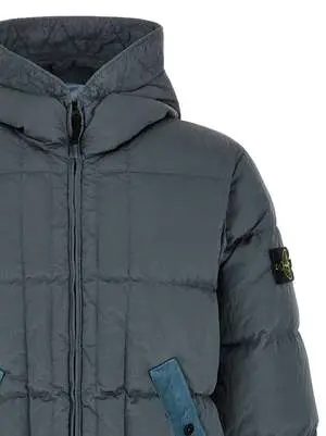 Stone Island Crumpled Effect Down Jacket - Gray