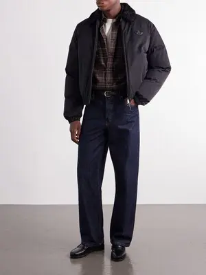 Burberry Logo-appliqué Shearling And Leather-trimmed Padded Shell Blouson Jacket