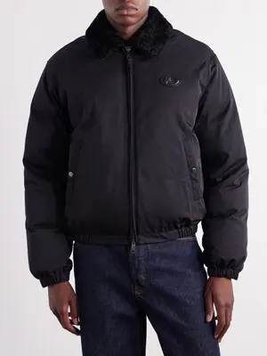 Burberry Logo-appliqué Shearling And Leather-trimmed Padded Shell Blouson Jacket