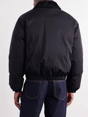 Burberry Logo-appliqué Shearling And Leather-trimmed Padded Shell Blouson Jacket
