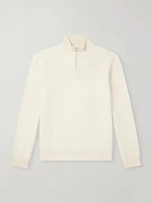 Mr P. Wool And Cashmere-blend Half-zip Sweater - Neutrals