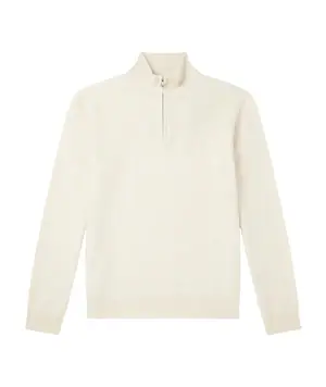 Mr P. Wool And Cashmere-blend Half-zip Sweater - Neutrals