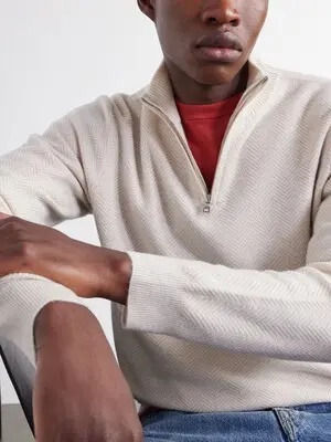 Mr P. Wool And Cashmere-blend Half-zip Sweater