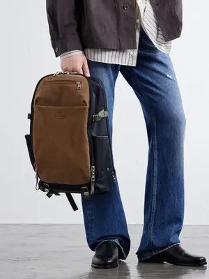MASTER-PIECE CO Grave Suede-trimmed Canvas Backpack