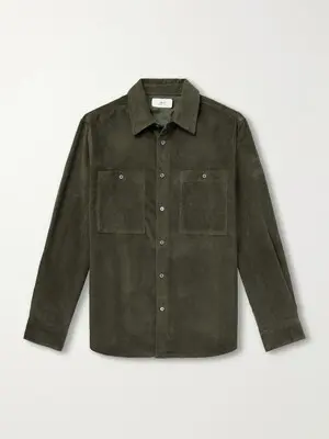 Mr P. Cotton And Cashmere-blend Corduroy Shirt - Green