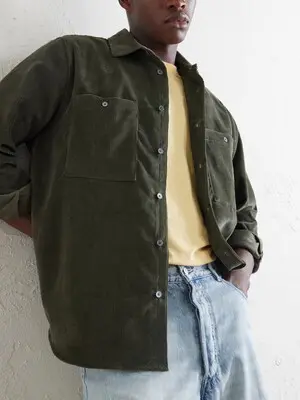 Mr P. Cotton And Cashmere-blend Corduroy Shirt - Green