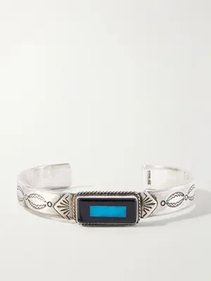 PEYOTE BIRD Luke Sterling Onyx And Turquoise Bracelet - Silver