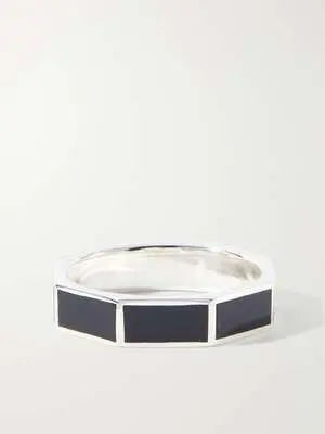 PEYOTE BIRD Bamboo Sterling Silver And Onyx Ring