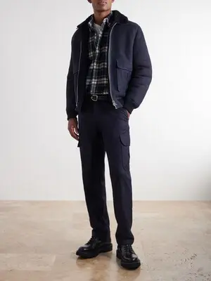 Mr P. Shearling-trimmed Suede Bomber Jacket
