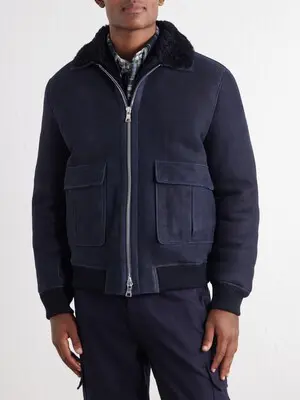 Mr P. Shearling-trimmed Suede Bomber Jacket