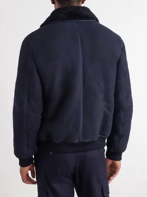 Mr P. Shearling-trimmed Suede Bomber Jacket