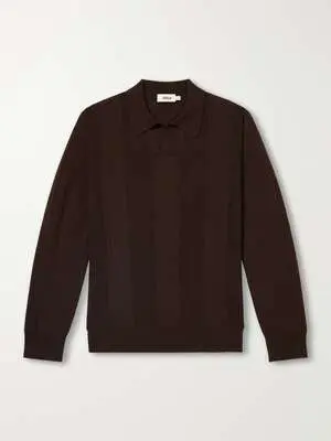 Altea Virgin Wool Polo Sweater - Brown