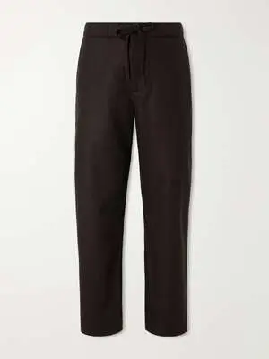 De Bonne Facture Lounge Straight-leg Wool Drawstring Trousers - Brown