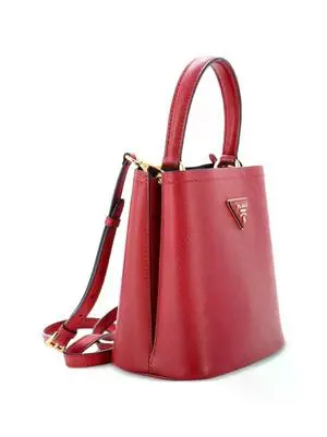 Prada Panier Saffiano Leather Small Bucket Bag - Red