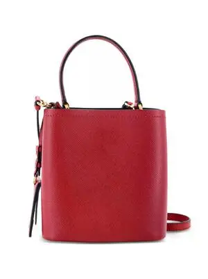 Prada Panier Saffiano Leather Small Bucket Bag - Red