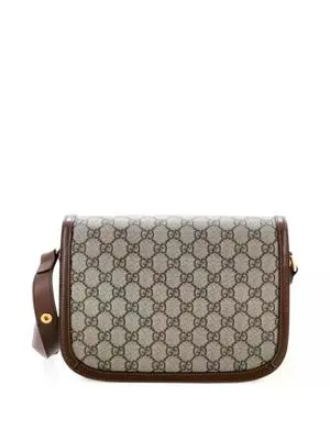 Gucci Horsebit 1955 Shoulder Bag Gg Coated Canvas With Leather Small Crossbody Bag - Brown