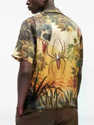ENDLESS JOY Spiderweb Graphic-print Mulberry Silk Shirt