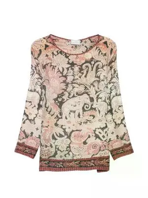PIERRE-LOUIS MASCIA Floral-print Silk Top - Neutrals