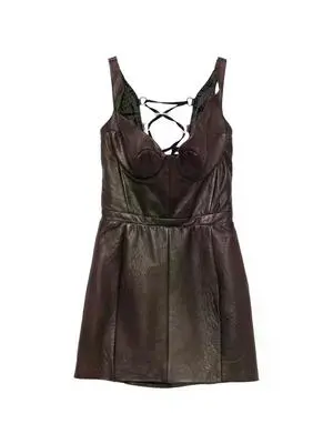 MARIA LUCIA HOHAN Rika Lace-up Leather Mini Dress - Brown