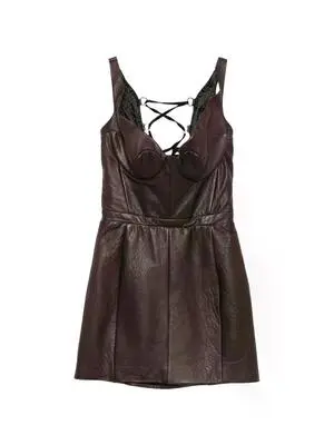 MARIA LUCIA HOHAN Rika Lace-up Leather Mini Dress - Brown