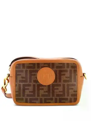Fendi Ff Logo Stamp Camera Bag Zucca Coated Canvas Mini Crossbody Bag - Brown