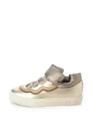 FERRAGAMO Gancini Metallic Platform Sneakers - Gold