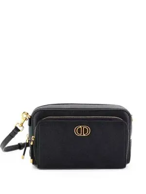 Dior Caro Double Pouch Leather Crossbody Bag - Black