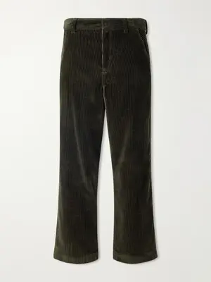 Moncler Straight-leg Cotton-blend Corduroy Trousers - Green