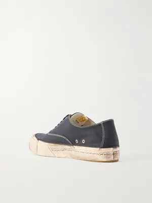 Visvim Logan Distressed Canvas Sneakers - Blue