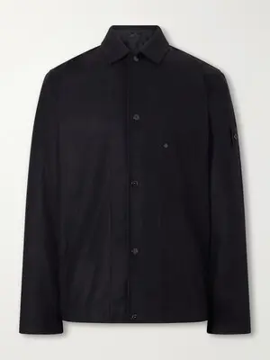 Stone Island Ghost Wool And Nylon Flannel Overshirt - Black