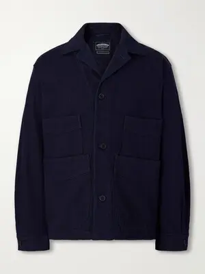 FRIZMWORKS Waffle-knit Cotton Jacket - Blue