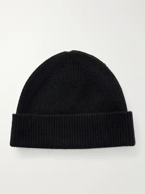 Zegna Oasi Ribbed Cashmere Beanie - Black