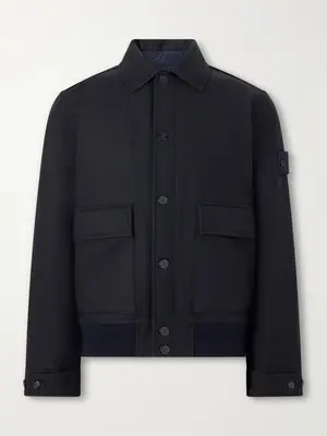 Stone Island Ghost Padded Wool And Nylon-blend Flannel Bomber Jacket