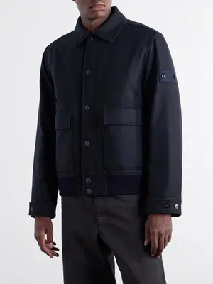 Stone Island Ghost Padded Wool And Nylon-blend Flannel Bomber Jacket