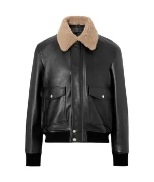 Mr P. Shearling-trimmed Full-grain Leather Blouson Jacket - Black