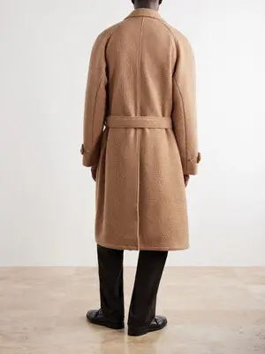 De Bonne Facture Belted Double-breasted Brushed Wool And Camel Hair-blend Coat